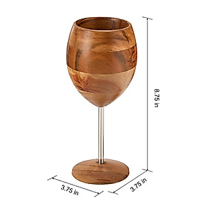Designer Dark Acacia Wooden WUD Wine Glasses - Set of 2 - Wooden Wine Goblets Rustic Unique Cocktail, Champagne, Martini Natural Wood Glassware, Farmhouse Cup - Toasting Gifts For Him, Her 12 oz