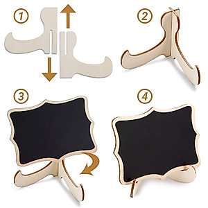 Mini Chalkboard Signs, 20 Pack Framed Small Chalkboard Labels with Easel Stand, Wooden Blackboard for Table Numbers, Food Signs, Wedding Signs, Message Board, Place Cards and Event Decorations