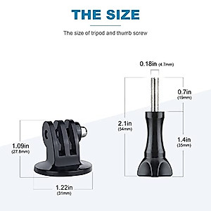 YALLSAME Tripod Mount for GoPro Tripod Mount Adapter with 1/4 Inch -20 Tripod Stud Accessories Compatible with GoPro Hero 2018 11 10 9 8 7 6 5 4 3 3+ 2 1 Session Fusion MAX DJI OSMO Action Camera