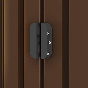 Festnight Garden Storage Shed with 4 Vents Metal Steel Double Sliding Doors Outdoor Tood Shed Patio Lawn Care Equipment Pool Supplies Organizer Brown 101.2 x 80.7 x 70.1 Inches (W x D x H)