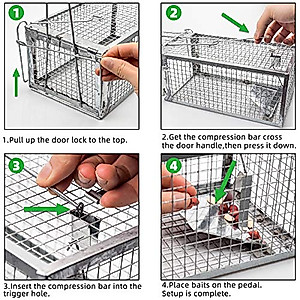 Kensizer Humane Rat Trap, Chipmunk Rodent Trap That Work for Indoor and Outdoor Small Animal - Mouse Voles Hamsters Live Cage Catch and Release