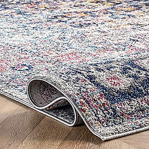 nuLOOM Lilah Medallion Vintage Area Rug, 5' x 7' 5", Blue