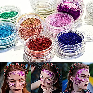 3.5oz/100g Mixed Chunky and Fine Glitter, Holographic Crafts Glitter Powder for Resin, Flakes Iridescent Nail Sequins, Cosmetic Glitter for Face Eye Glitters Tumblers, Festival Decorations (Black)