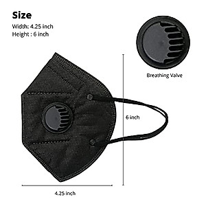 Face Mask Black Disposable with Breathing-Valve 10 Pack | Black Face Masks for Men and Woman 5 Layer | Disposable Face Mask for Protection | Breathable Sport Face Mask Lightweight Comfortable on Skin