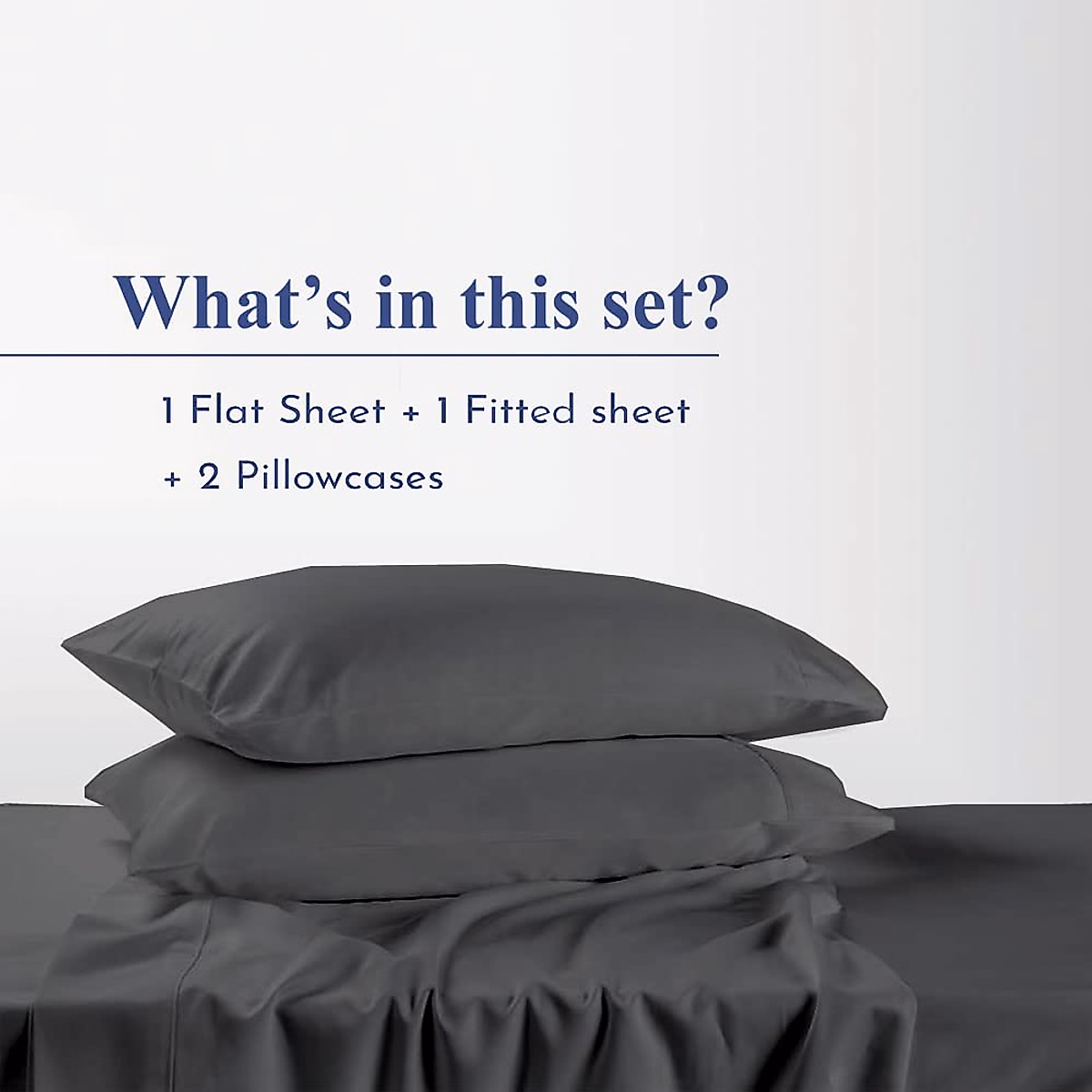4 Piece Sheet Set Full (54"x75") Size Dark Grey Solid - 100% Egyptian Cotton, 600-Thread-Count Cooling Bed Sheets, 15 Inch Deep Pocket of Fitted Sheet, Egyptian Cotton Sheet For Full Size Bed