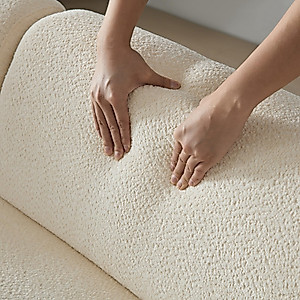 135.4" Curved Sofa Couch, Sectional Modern Boucle Fabric Upholstered Cloud Couch with 2 Pillows, 6 Seater Oversized Chaise Sofa Couch for Living Room,Bedroom,Office, Beige Right Facing