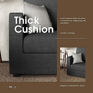 JUMMICO Convertible Sectional Sofa Couch, L-Shaped Couch with Reversible Chaise, Modern Linen Fabric Couches for Living Room, Apartment and Small Space (Dark Grey)