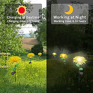 Solar Garden Lights, 2 Pack Solar Outdoor Lights, Chrysanthemum Shape Waterproof Solar Garden Decoration Lights for Lawn, Patio, Pathway, Yard (White)