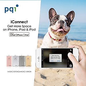 Flash Drive for iPhone iPad, iConnect[USB 3.0] [Apple MFi Certified] Apple FlashDrive Mobile Storage with Lightning Connector for iPhone, iPad, iPod Mac and Computer (64GB) (Space Gray)