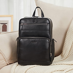 BOSTANTEN Men Leather Backpack 15.6” Laptop Backpack Travel Business Office Bag Large Capacity College Daypack