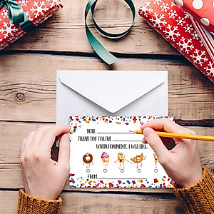 Kids Fill in The Blank Thank You Cards, 25 Thank You Cards Kids With White Envelopes, Fun Gender Neutral Thank You Notes For Birthday Party, Event or Holiday Use.