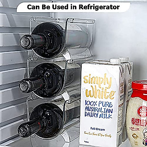 HommyPrefer 6 Pack Refrigerator Wine Rack, Stackable Acrylic Wine Rack for Refrigerator Bottle Organizer Holder, Freestanding Plastic Wine Rack Organizer Bins for Refrigerator, Kitchen Cabinet, Bar