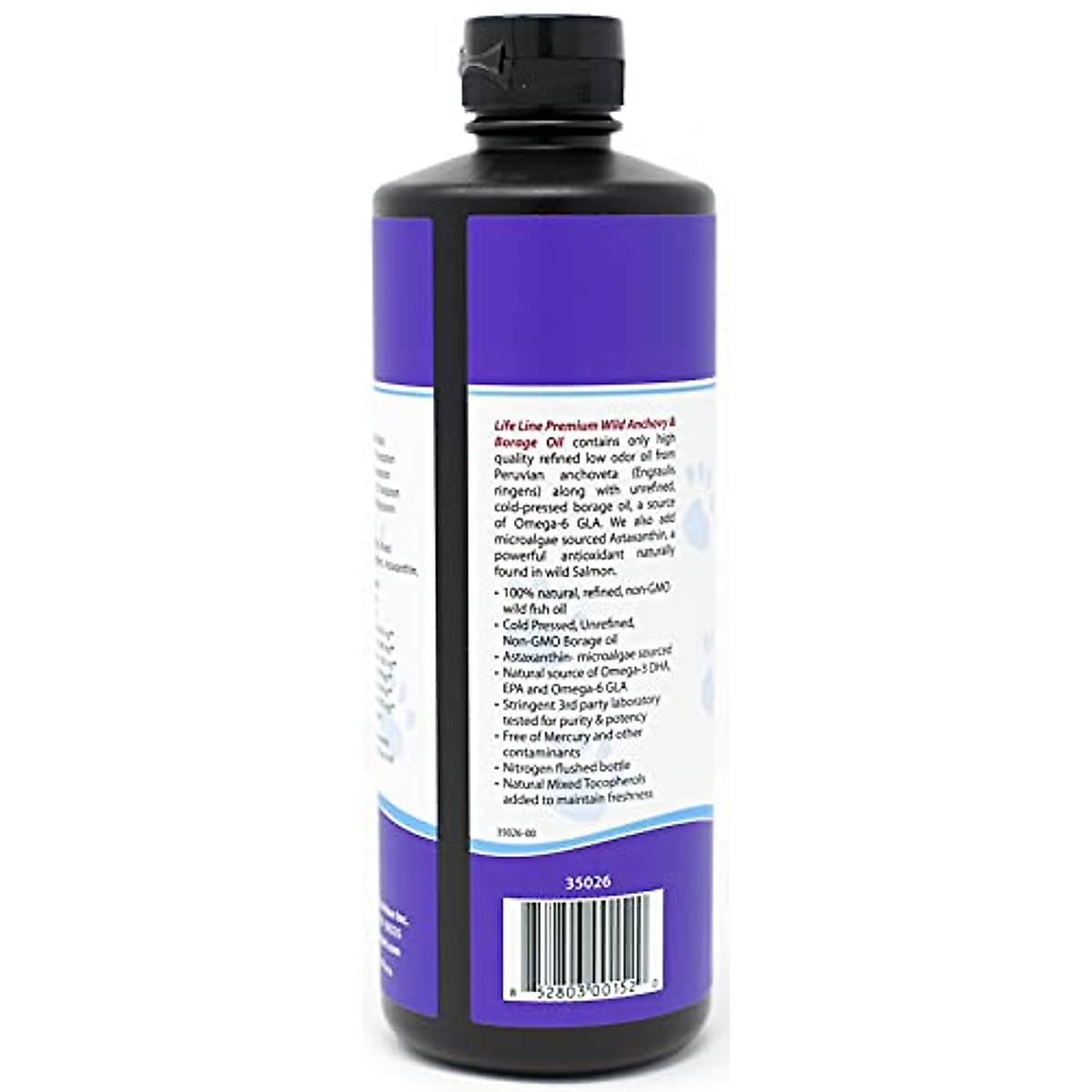 Life Line Pet Nutrition Wild Anchovy & Borage Oil - Premium Fish Oil Supplement for Dogs and Cats with Skin Sensitivites, 26 Fl Oz