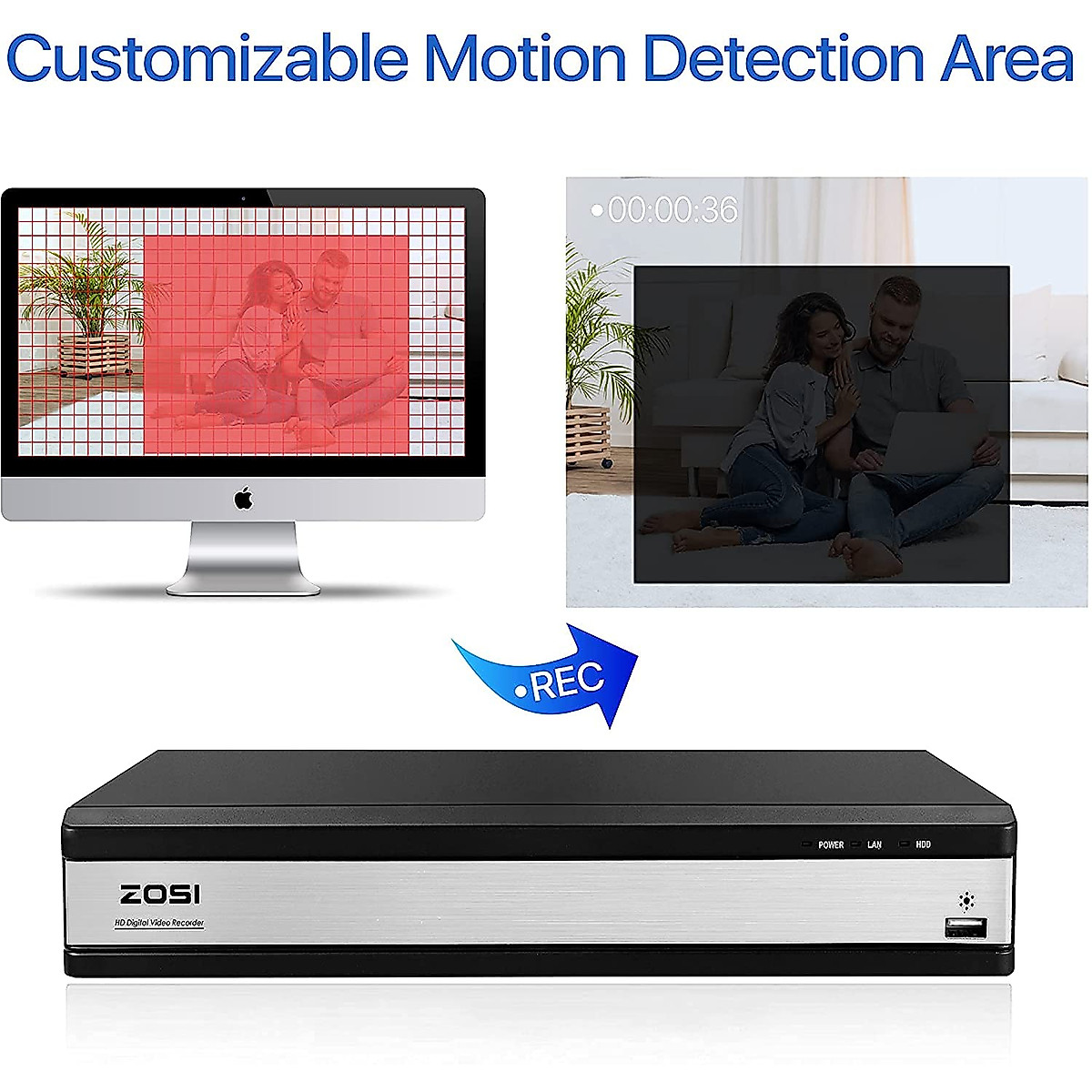 ZOSI H.265+ 16CH Full 1080P Video Security DVR Recorder with 2TB Hard Drive, Hybrid 4-in-1 Surveillance CCTV DVR for 960H/CVI/TVI/AHD Home Security Cameras system (Renewed)