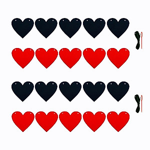 FAZHBARY 2 Pack Black Red Heart Garland Felt Heart Banner for Gothic Valentines Wedding Farewell Heart Party Decorations