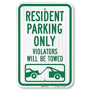 SmartSign "Resident Parking Only, Violators Towed" Sign | 12" x 18" 3M Diamond Grade Reflective Aluminum