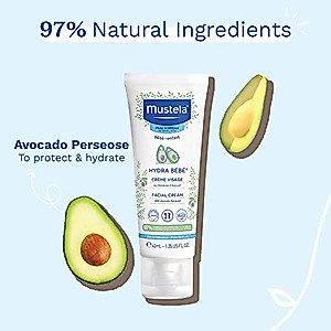 Mustela Hydra Bebe Face Cream - Daily Baby Moisturizer with Natural Avocado, Jojoba Oil - 1.35 fl. oz