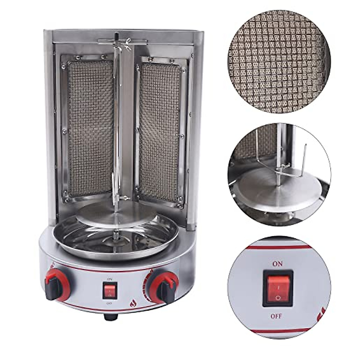 Shawarma Machine Grill Doner Kebab Machine Gas Vertical broilers Rotating Home Vertical Rotisserie 110V for Chicken Roast,Turkey Roast,Tacos,Roast