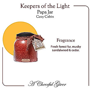 A Cheerful Giver — Cozy Cabin - 34oz Papa Scented Candle Jar with Lid - Keepers of the Light - 155 Hours of Burn Time, Gift for Women, Red