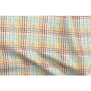 Spoonflower Fabric - Watercolor Plaid Pink Orange Check Mint Stripes Autumn Fall Lavender Printed on Chiffon Fabric Fat Quarter - Sewing Fashion Apparel Dresses Home Decor