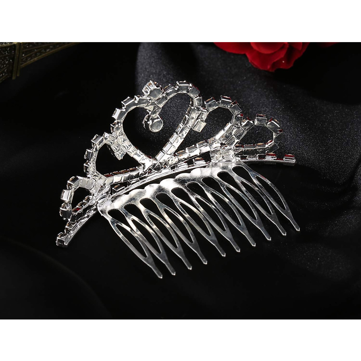 Lovelyshop Mini Heart Rhinestone Tiara for Wedding Bride Prom Birthday Pegeant Prinecess Party-1 Pack