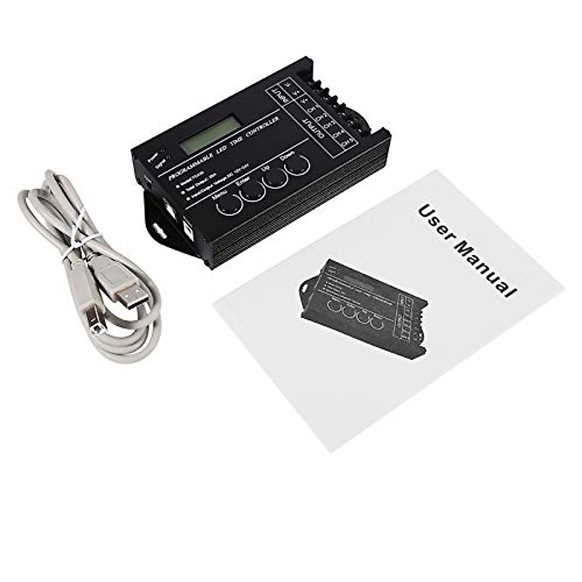 Miokycl DC12/24V 20A Programmable LED Time Controller 5 Channels Color Adjustable with CD USB Cable