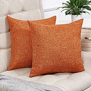 Anickal Thanksgiving Pillow Covers 18x18 Inch for Fall Decorations Set of 2 Burnt Orange Rustic Linen Decorative Square Throw Pillow Covers for Sofa Couch Farmhouse Home Decoration