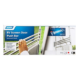 Camco RV Screen Door Push Bar | Adjustable from 20 to 32-inches | Adds Strength and Stability to RV Screen Door | (43977)