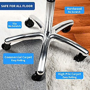 Office Chair Wheels (Set of 5) - Safe for All Floors Including Hardwood - Universal Stem 7/16 Inch (3 inch - Orange)