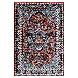 Safavieh Bayside Collection Machine Washable 8' x 10' Red/Blue BAY110Q Traditional Oriental Living Room Dining Bedroom Area Rug