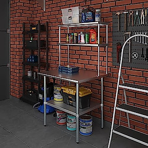 30" x 36" Stainless Steel Work Table with 12" Wide Double Tier Overshelf | Metal Kitchen Prep Table & Shelving Combo