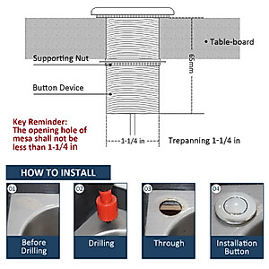 Garbage Disposal Air Switch Kit Sink Top Waste Disposal Long Stainless Steel Brushed Nickel On/Off Air Button Food and Waste Disposals Part by Etoolcity