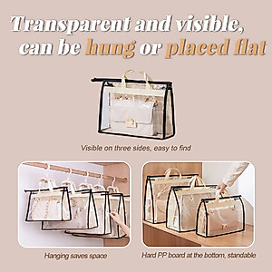 fazhongfa 5 PCS Hanging Handbag Storage Organizer Non-Woven Transparent Dust-proof Homewares Purse Wallet Closet Storage Bag with Zipper and Handle (S)