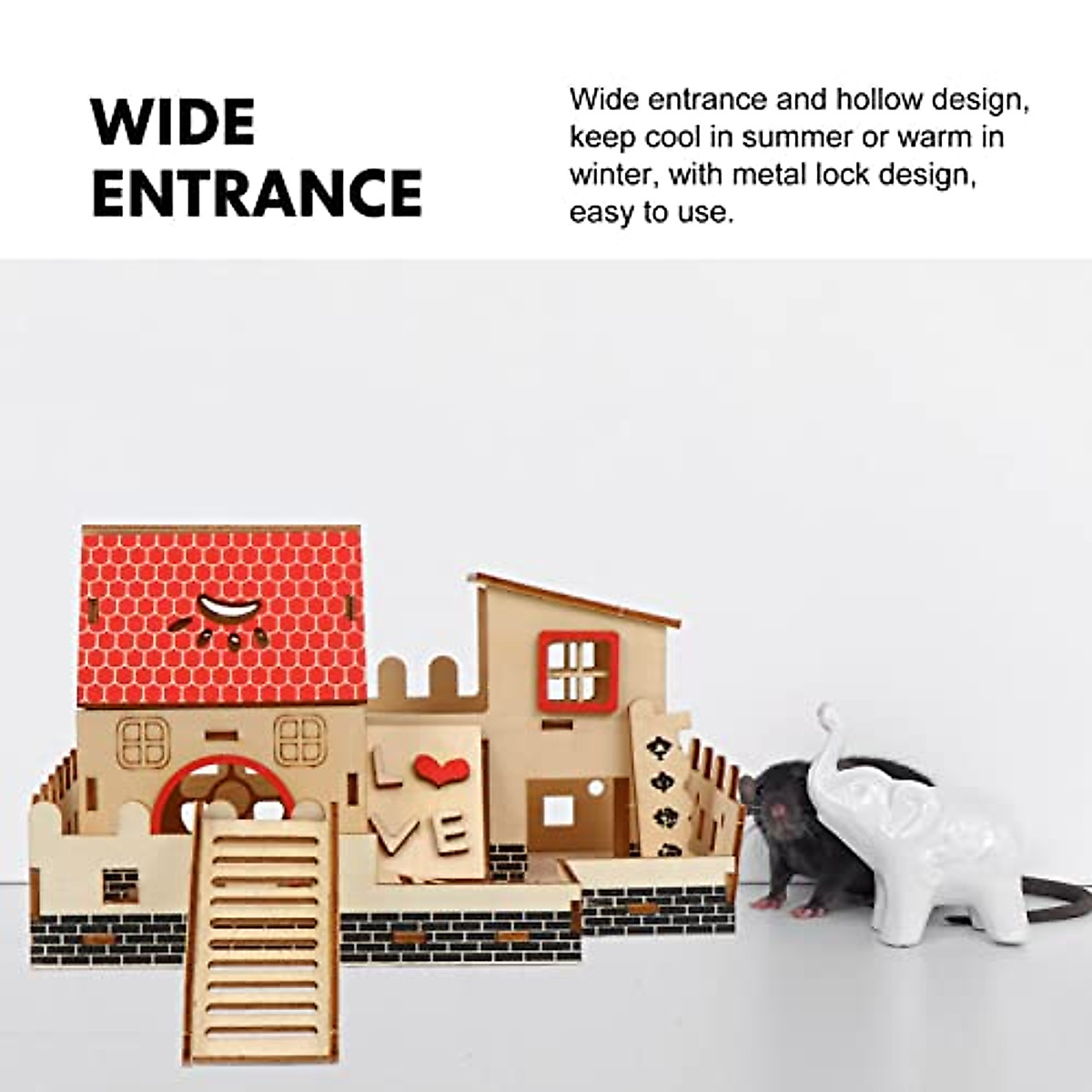 STOBOK 1Pc Wooden Hamster House with Ladders, Hamster Toys Hamster Hideout Hamster Maze Hamster Platform Gerbil Toys Hamster Cage Accessories for Small Animals