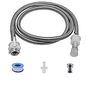 portable washing machine hoses, Suitable for Twin Tub washing machine, mini washing machine,(quick connect) (Stainless steel, 6.56FT/2 Meters)