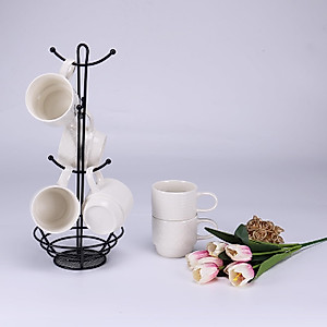 HORLIMER 10 oz Ceramic Coffee Mug Set of 6, White Coffee Cups with Handle for Tea, Latte, Cocoa, Milk, Cappuccino