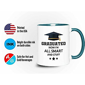 Flairy Land Graduation 2Tone Green Mug 11oz - All Smart and Stuff - Graduation Gifts for Her Senior Graduation College Student College Graduate Classmate MBA Grad