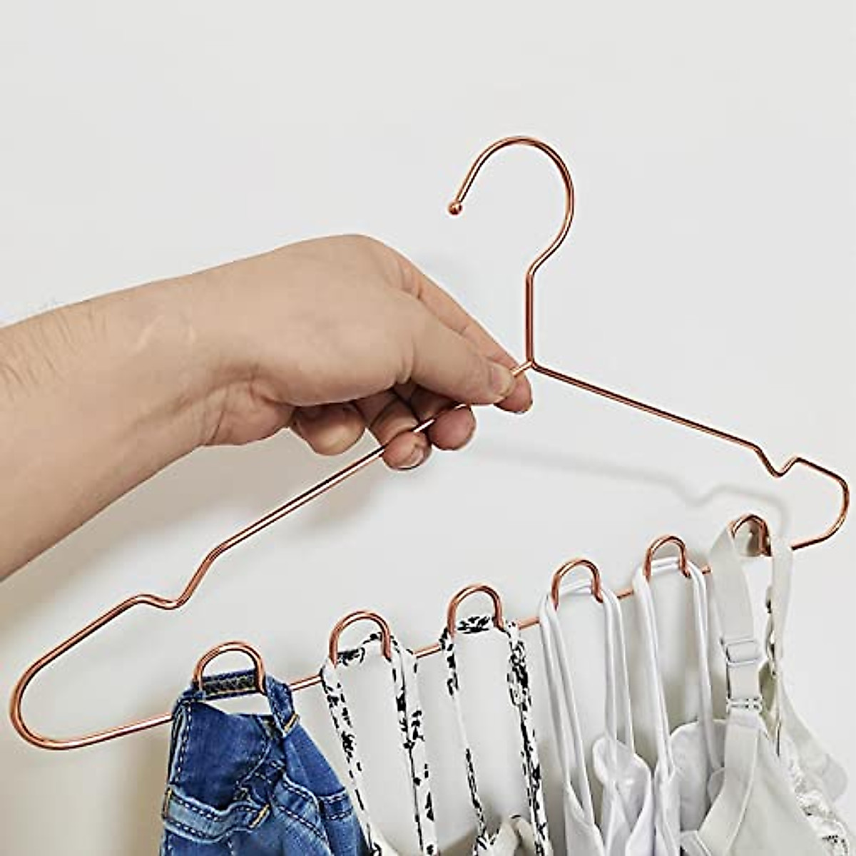 Baoblaze Nonslip Clothes Hangers, Space Saving Strap Dress, Camisoles Hanger Clothes Hanger, Closet Organizer Hanger for Scarves, Skirt, Dresses Sweater, Rose Aureate