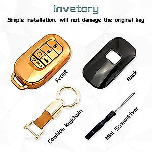 Compatible with Honda Key Fob Cover with Keychain Key Protector Case for 2022 2023 Civic Accord HR-V CR-V Sport SI EX EX-L Touring Smart Key Accessories