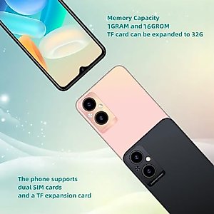 aderroo 6.52in Screen ，H22 Unlocked Cell Phone，1G RAM,16G ROM，Supports 3GWCDMA : 850/2100MHZ Dual SIM Card Frequency Band，Front and Rear Camera ，Android Smartphone（red）