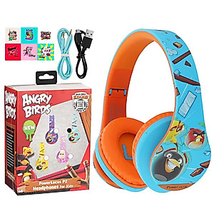 PowerLocus Kids Headphones Angry Birds Edition, Wireless Kids Headphones, 85dB Volume Limited, Foldable Bluetooth Headphones with Case, Wired and Micro SD mode, Built-in Mic for Phone/iPad/School