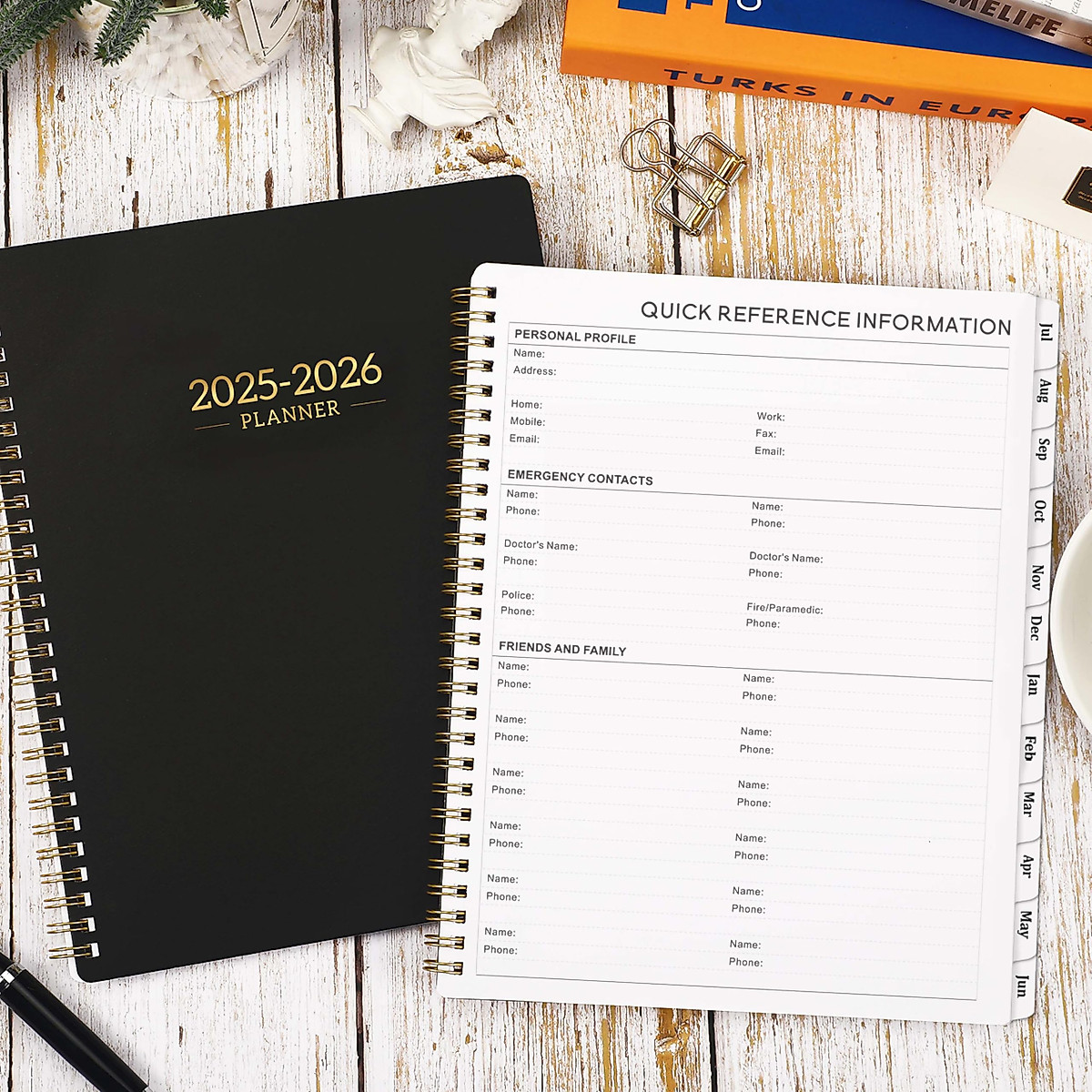 Planner 2023-2024 - Academic Planner 2023-2024 from Jul.2023 - Jun.2024, 2023-2024 Planner Weekly & Monthly with Tabs, 8" x 10", Flexible Cover, Thick Paper, Twin-Wire Binding, Perfect Daily Organizer - Black