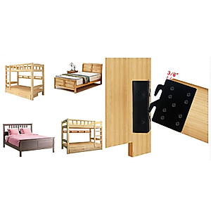 Bed Frame Post Double Hook Slot Hardware Attachment Bracket，Bed Rail Hooks Cold Rolled Steel 5''×4¼''，Thickness 2 mm, Heavy Duty for Plates Bed Accessories with Screws Included（4 Sets ） (5''×4¼'')