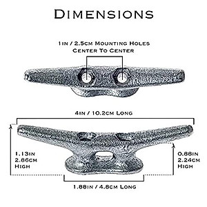 Rolasm Boat Cleats 4in,6in,8in,Rope Cleat Galvanized Cast Iron Dock Cleat for Marine or Decorative Applications 4PACK (4 INCH-4PCS)