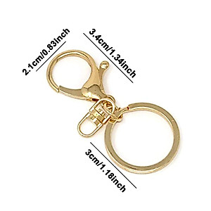 Honbay 20pcs Zinc Alloy KC Gold Lobster Claw Clasp Keychain, Key Ring Loop Key Holders with Flat Split Ring
