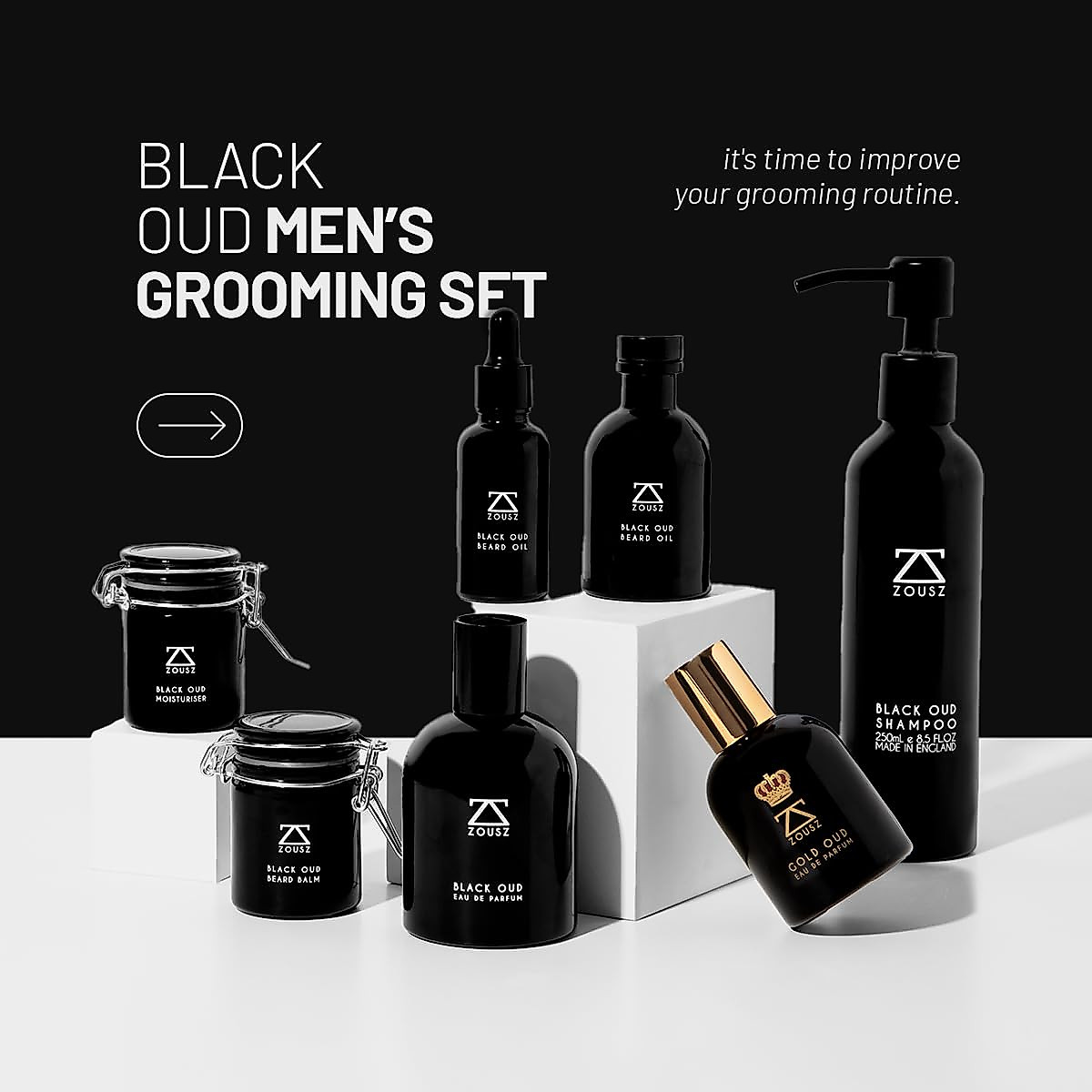 ZOUSZ Black Oud Beard Balm for Men, Moisturizing Beard Butter & Beard Dandruff Remover, Natural & Organic Beard Styling Balm & Beard Tamer with Shea Butter, 2 Fl Oz