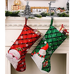 Stocking Holder Set of 2 -Tree Christmas Reindeer Stocking Hanger for Mantel -3D Metal Deer Christmas Stocking Holder for Fireplace Mantle - Heavy Stocking Holder for Mantle with Hook (Antique Silver)