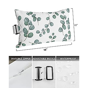 Recliner Head Pillow Ledge Loungers Chair Pillows with Insert Summer Leaves Pattern Lumbar Pillow with Adjustable Strap Outdoor Waterproof Patio Pillows for Couch Beach Pool Office Chair, 2 PCS