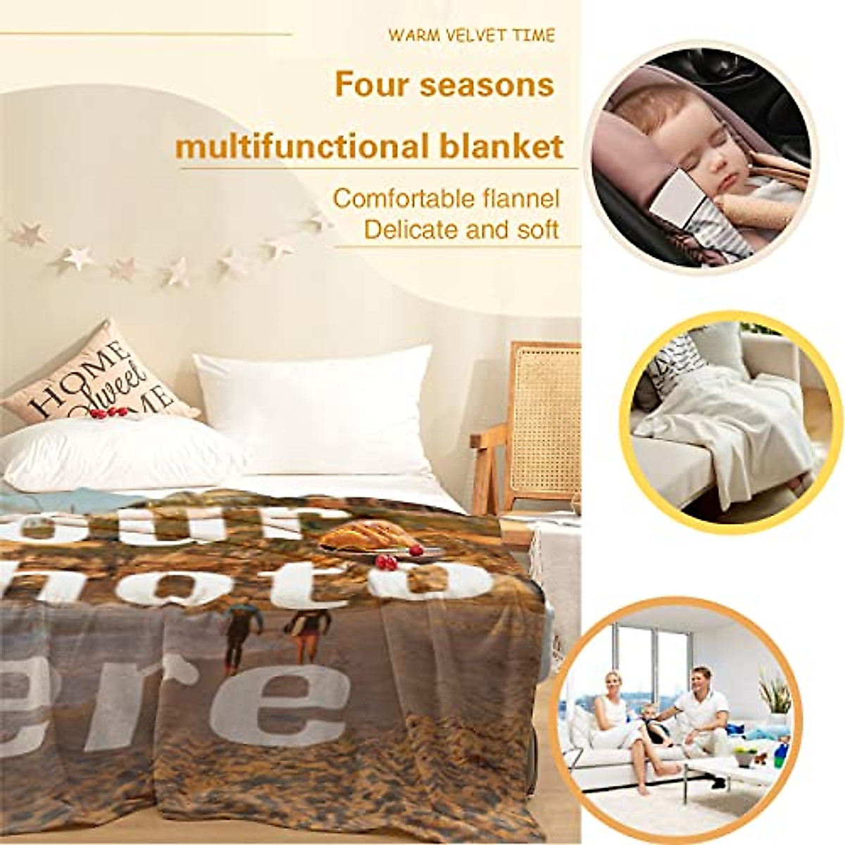 EZAIOT Custom Blankets with Photos Memorial Gifts Custom Blankets Personalized Throws 30"x40"