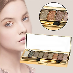 Sparkle Eyeshadow Palette&9 Colors Shimmer Makeup Palette & Cosmetic Brush Set &Gold Glitter, Highly Shining Pigmented Diamond &9 Color Eyeshadow 6# (1pc)